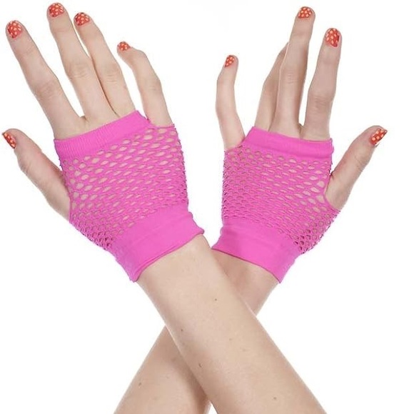 Music Legs | Accessories | Neon Pink Fingerless Fishnet Net Nylon ...